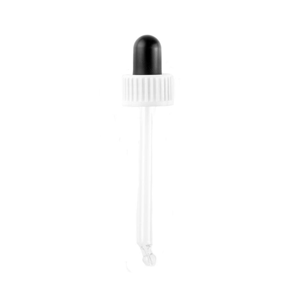 GL18 White Cap, Black Bulb & 77mm Pipette | Nekem Packaging